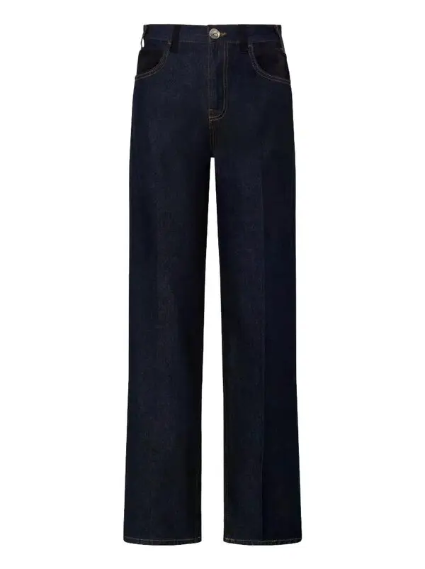 Liu Jo Straight Leg Jeans With Black Fabric Detail - Blue
