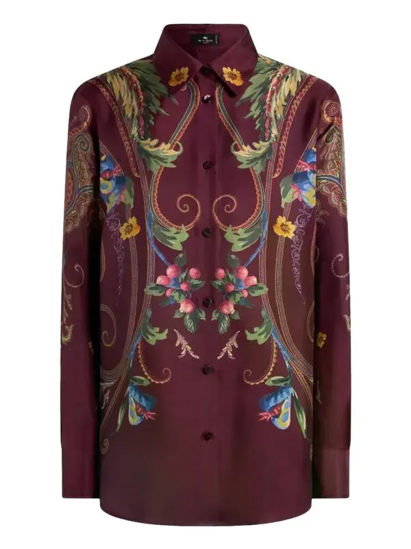 Etro Silk Printed Shirt - Red