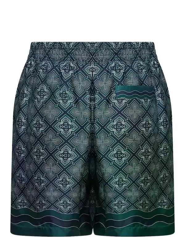 Casablanca Radiating Monogram Silk Shorts - Blue