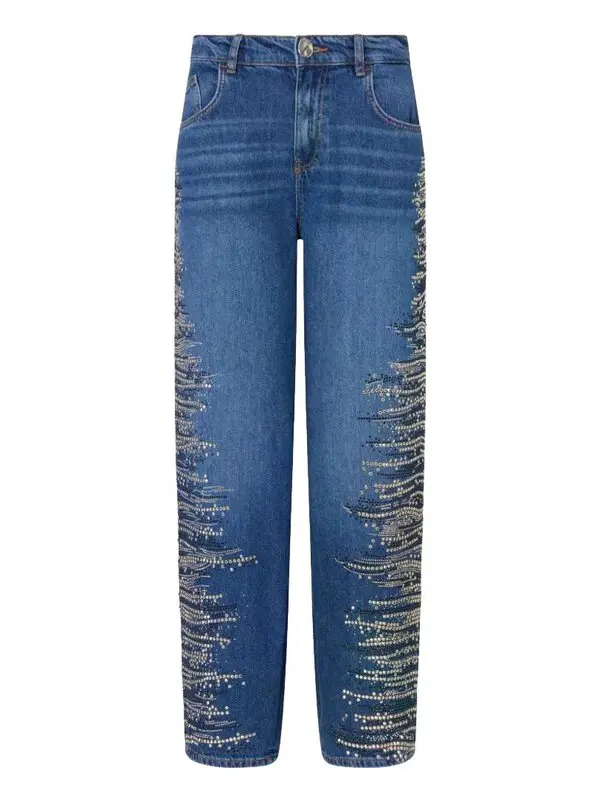 Liu Jo Straight Jeans With Jewel Embroidery - Blue