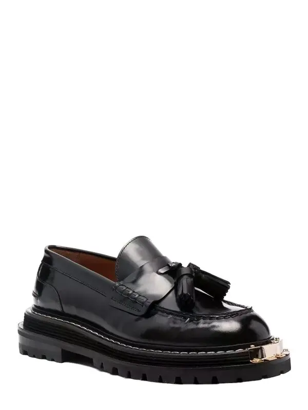 Sandro Leather Chunky Sole Loafers - Black
