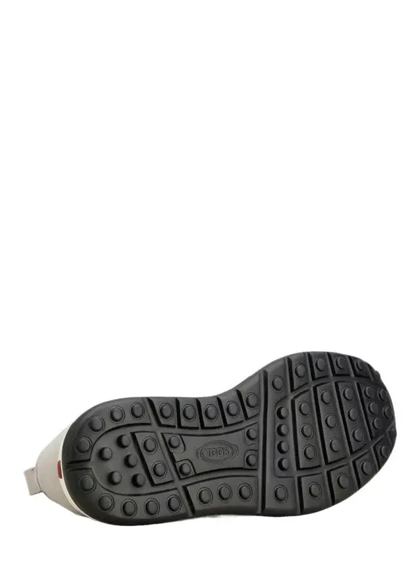 TOD'S Knit And Suede Red Dot Detail Sock Sneakers - Grey