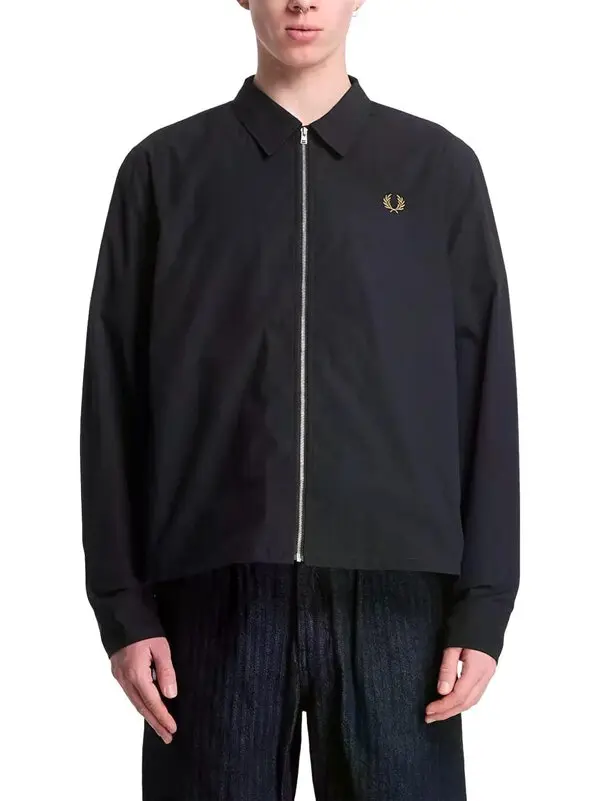 Fred Perry Embroidered Logo Poplin Zip-up Jacket - Black
