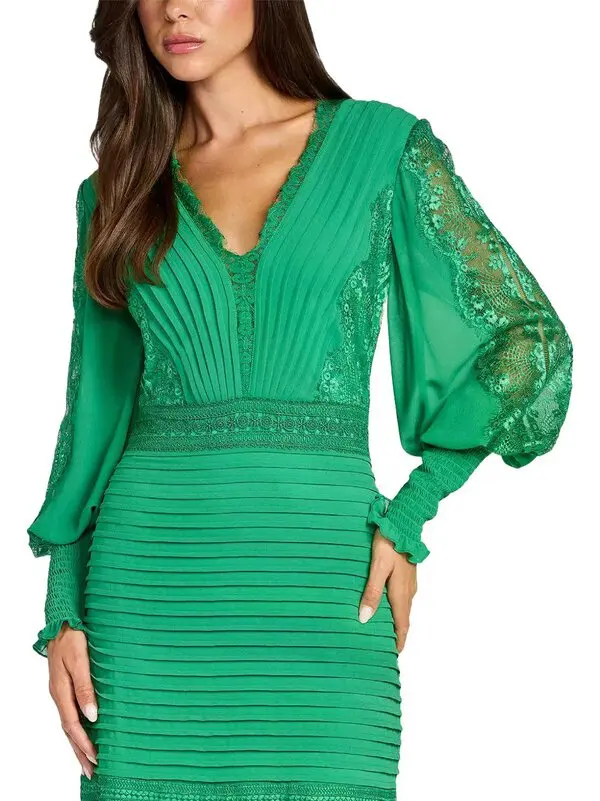 Tadashi Shoji Nyssa Bishop Lace-panelled Maxi Dress - Green