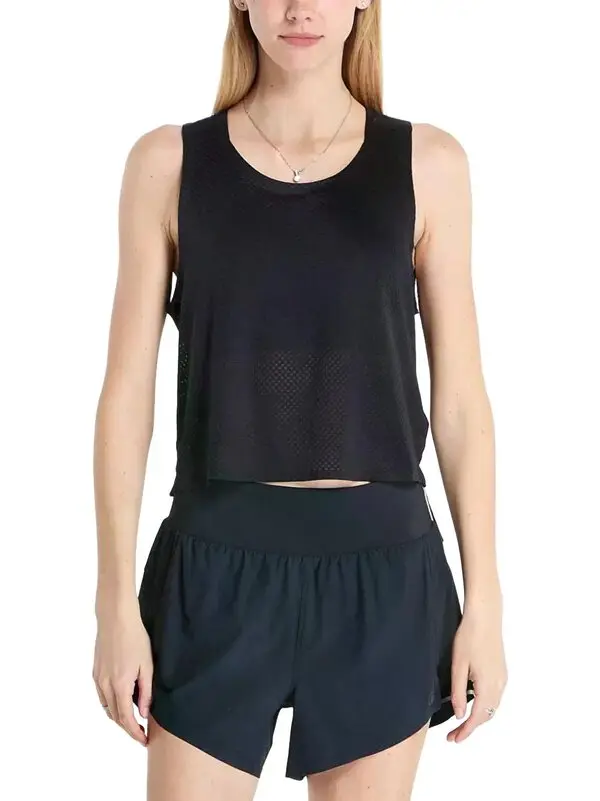 CIELE Mesh Cropped Tank Top - Black