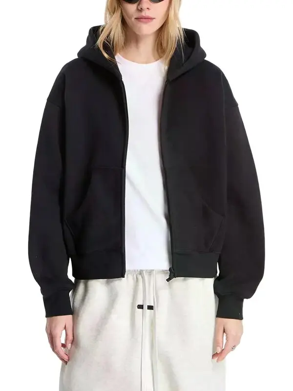 Fear Of God Logo-embossed Zip-up Hoodie - Black