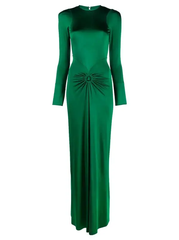 Victoria Beckham Gathered-detail Open-back Gown - Green