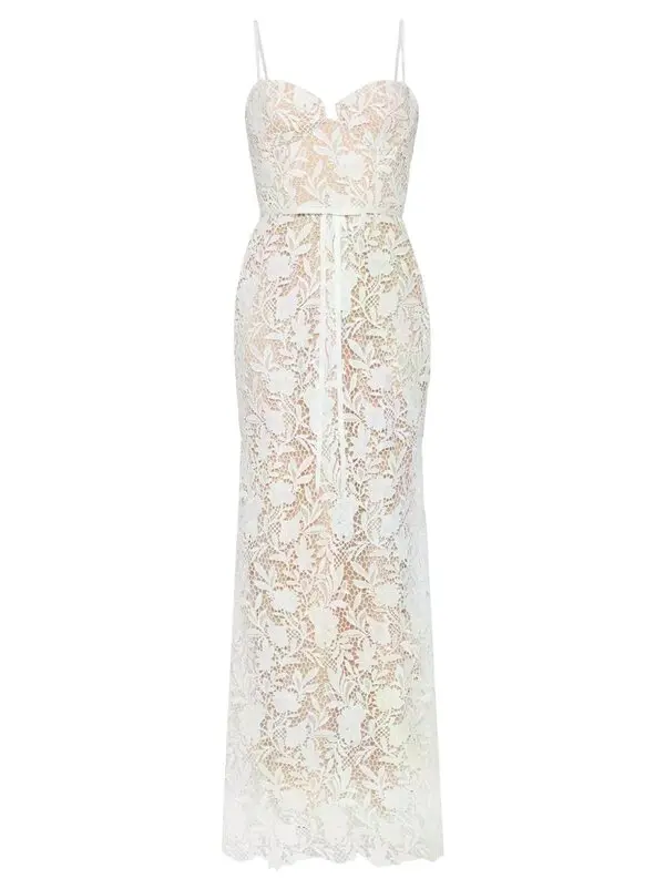 Marchesa Floral-lace Mermaid Gown - White