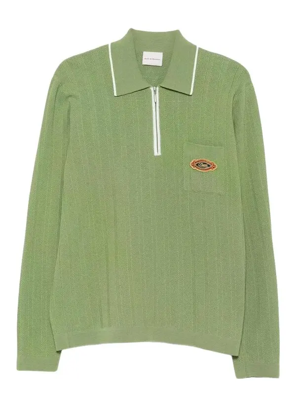 Drole De Monsieur Zip-neck Pocket-detail Polo Shirt - Green