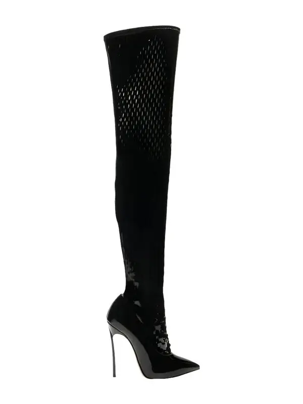 Casadei Ultravox Perforated Stiletto Boots - Black