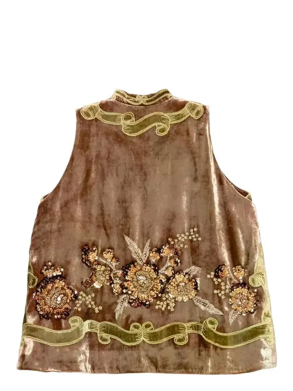 Biyan Sequin-embellished Velvet Waistcoat - Brown