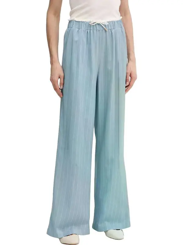 GAUDI Pinstripe Drawstring Wide-leg Trousers - Blue