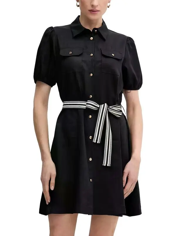 GAUDI Striped Belt Mini Dress - Black