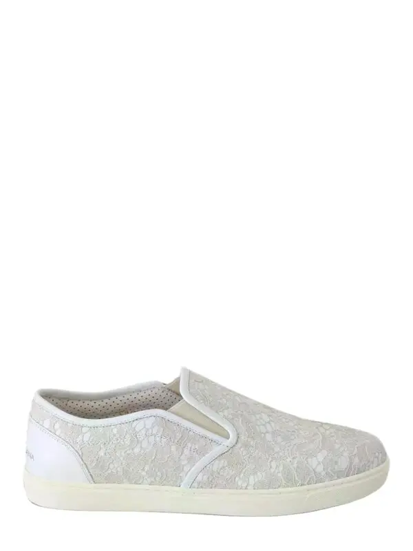 Dolce & Gabbana Flower-lace Slip-on Sneakers - White