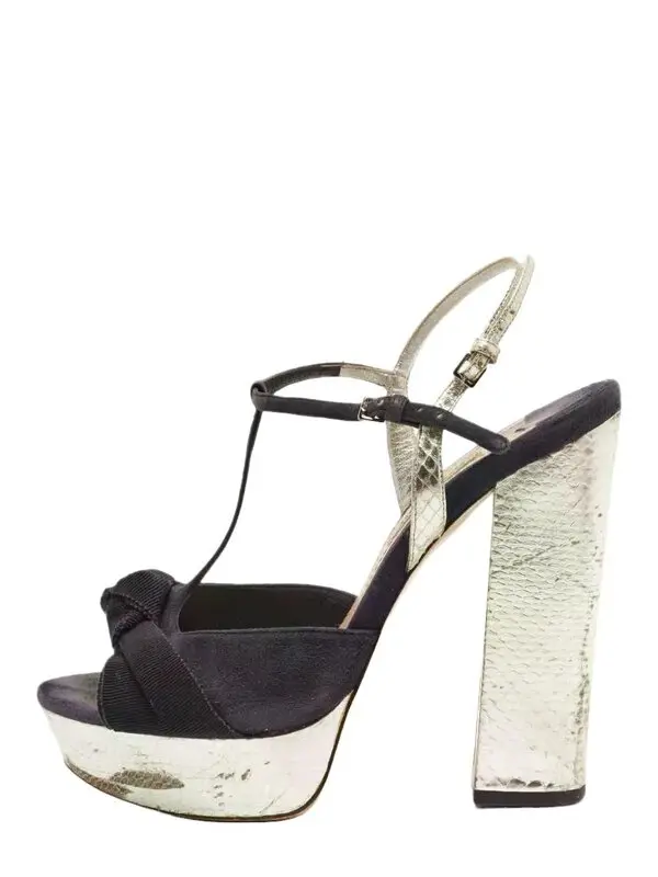 Miu Miu Leather Platform Sandals - Blue