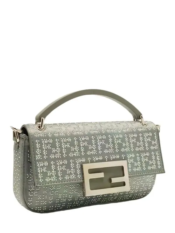 Fendi Zucca Crystal Embellished Cross Body Bag - Blue