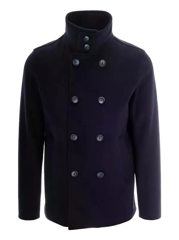 Herno Double-breasted High-neck Coat - Blue