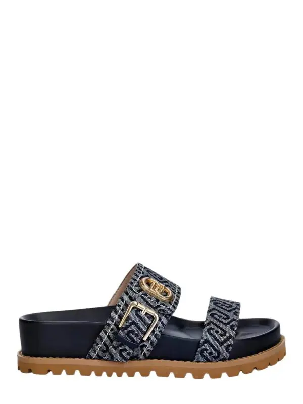 Liu Jo Monogram Pattern Buckle Detail Sandals - Blue