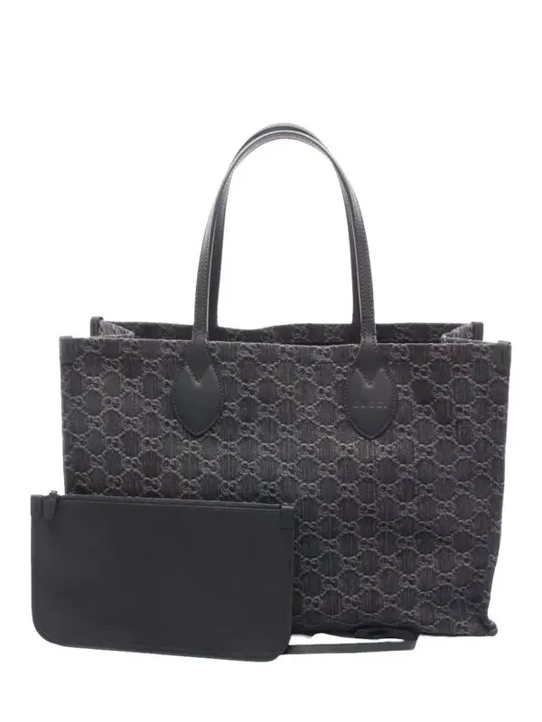 Gucci Large Gg Monogram Denim Tote Bag - Grey