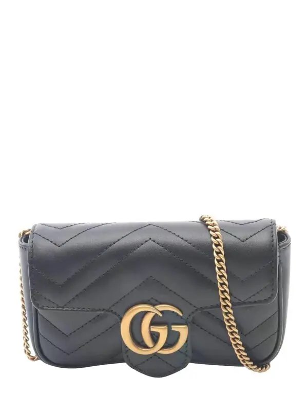 Gucci Mini Gg Marmont Matelasse Calfskin Flap Crossbody Bag - Black