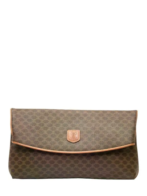 Celine Macadam Coated Canvas Clutch Bag - Brown