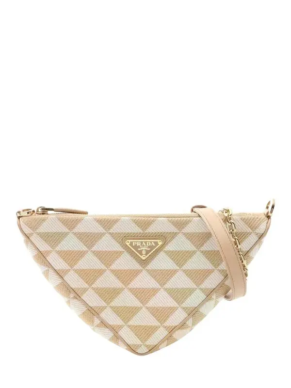 Prada Mini Triangolo Jacquard Satchel - Neutrals