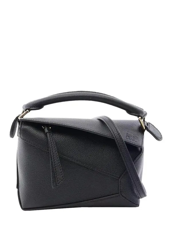 Loewe Mini Calfskin Puzzle Edge Satchel - Black