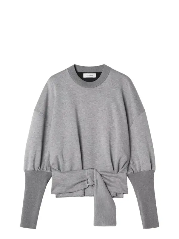 LANVIN Belted Sweatshirt In Double-faced Jersey - Grey