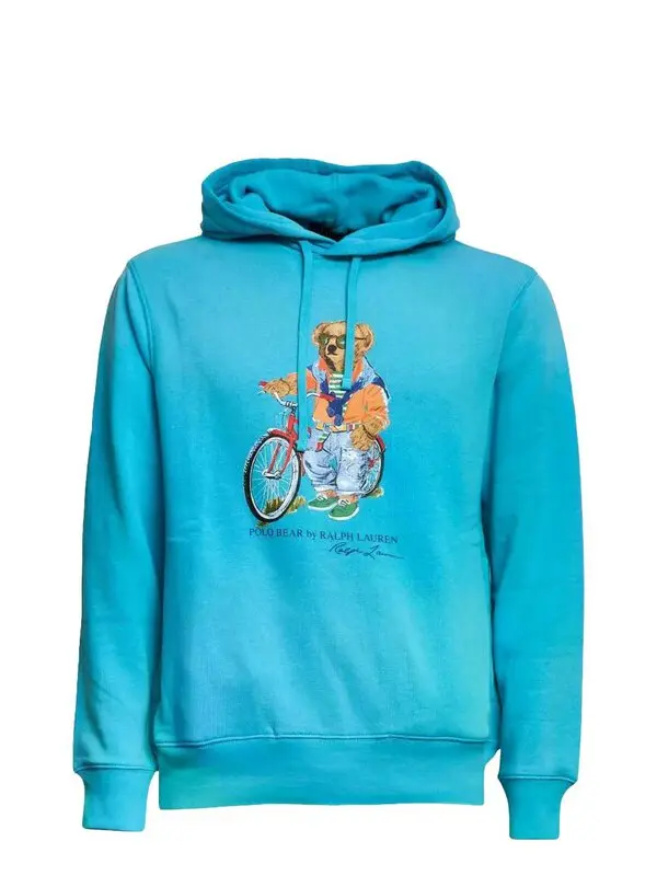 Polo Ralph Lauren Hoodie With Signature Polo Bear Motif - Blue