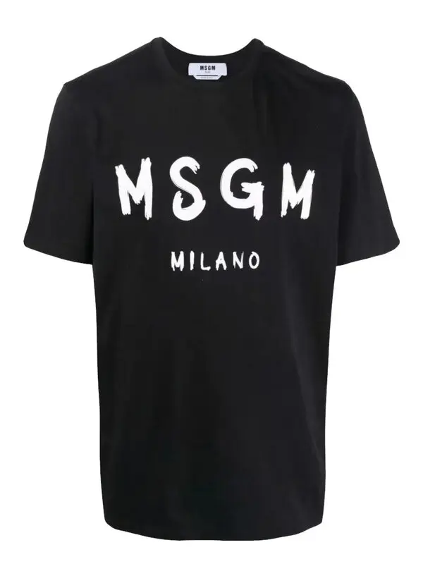 MSGM Brushstroke-logo T-shirt - Black