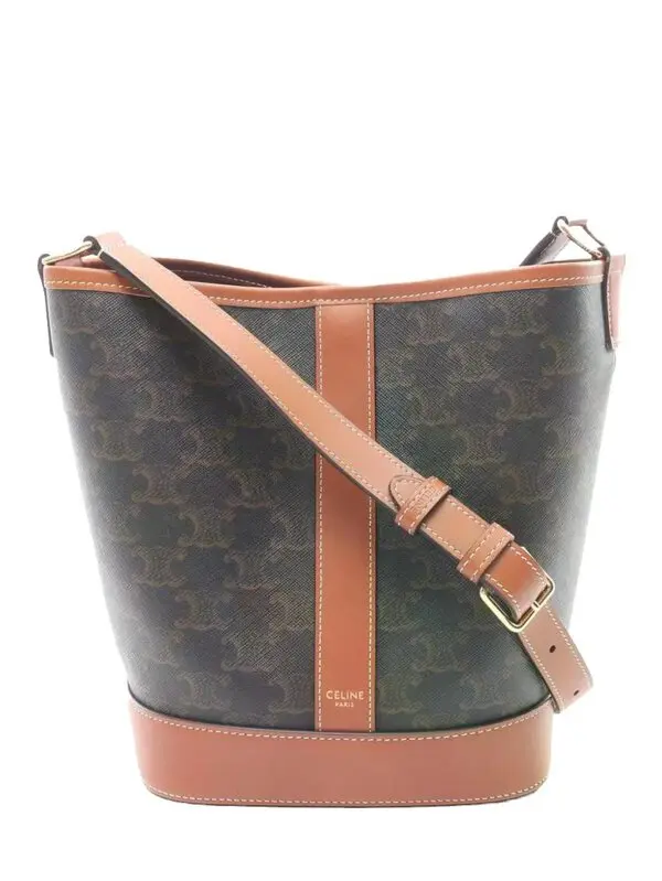 Celine Small Triomphe Coated Canvas Bucket Bag - Brown