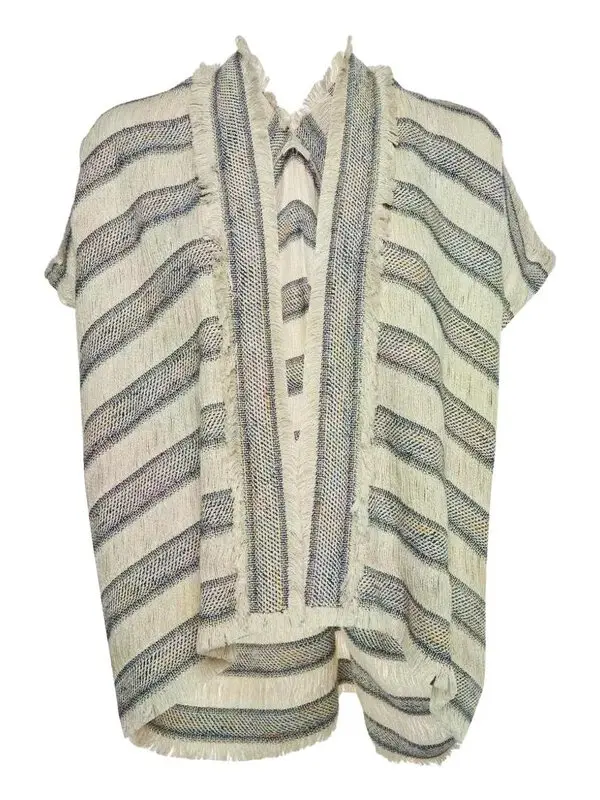 Maje Striped Jacquard Poncho - Neutrals