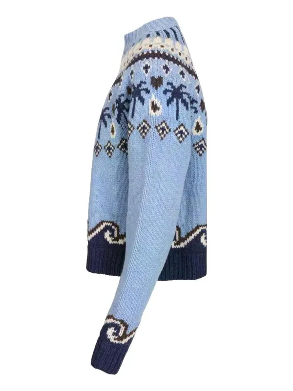 Alanui Fair Isle Palm-tree Motif Sweater - Blue