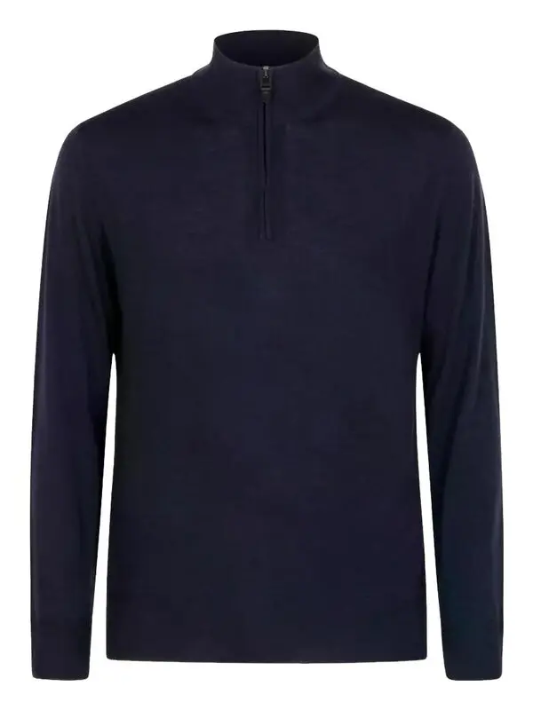 Canali Half-zip Knitted Sweater - Blue