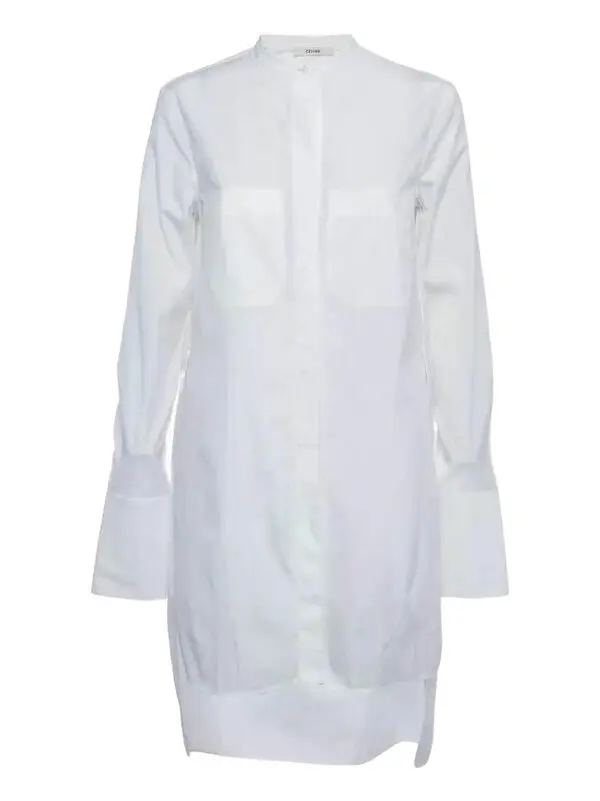 Celine High Slit Mini Shirt Dress - White