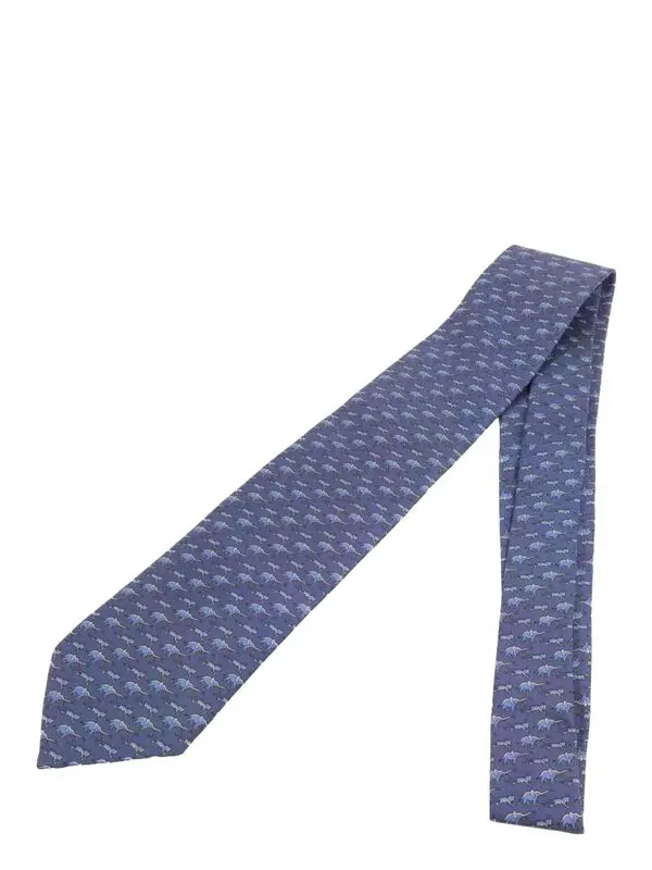 Hermès Silk Elephant Print Tie - Blue
