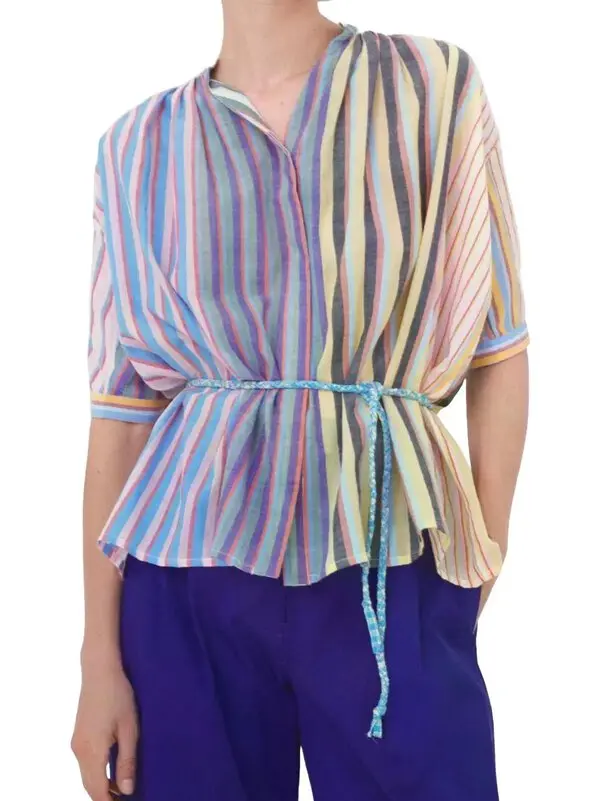 MII Artemis Striped Cotton Shirt - Blue