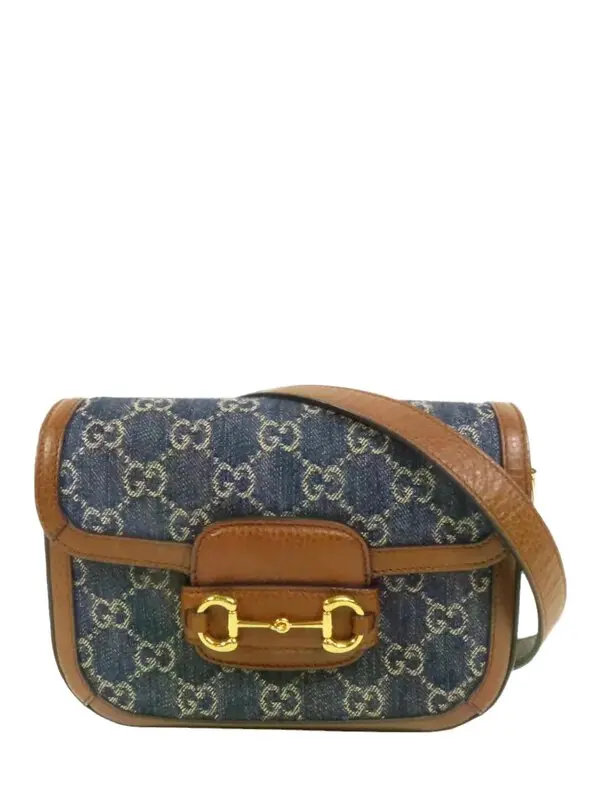 Gucci Horsebit 1955 Gg Supreme Canvas Shoulder Bag - Blue