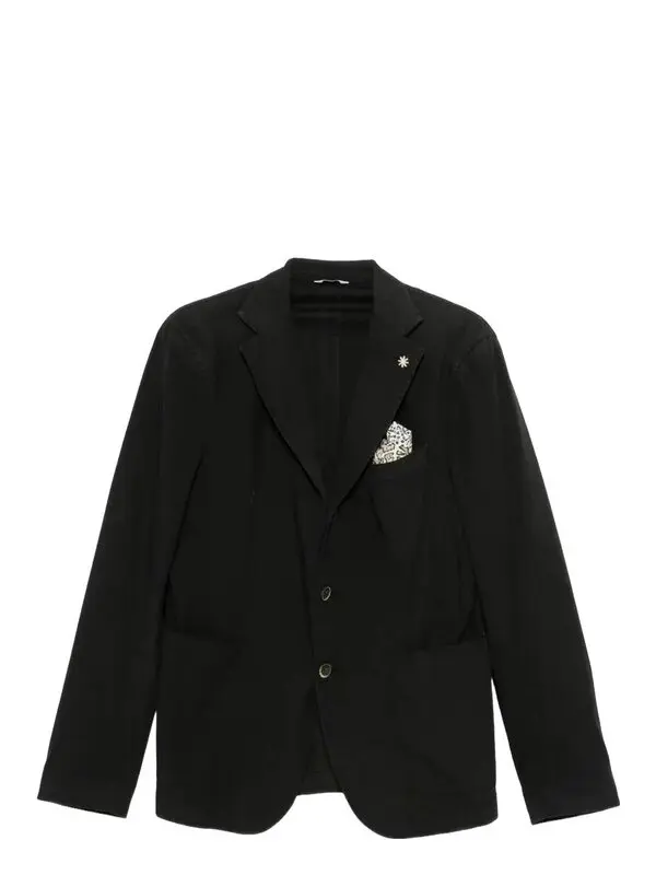 MANUEL RITZ Logo-pin Single-breasted Blazer - Black