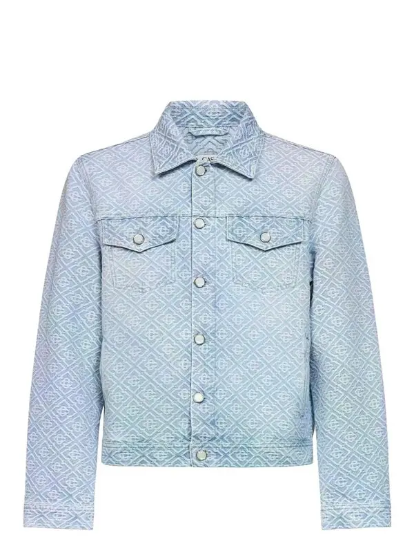 Casablanca Monogram-jacquard Denim Jacket - Blue