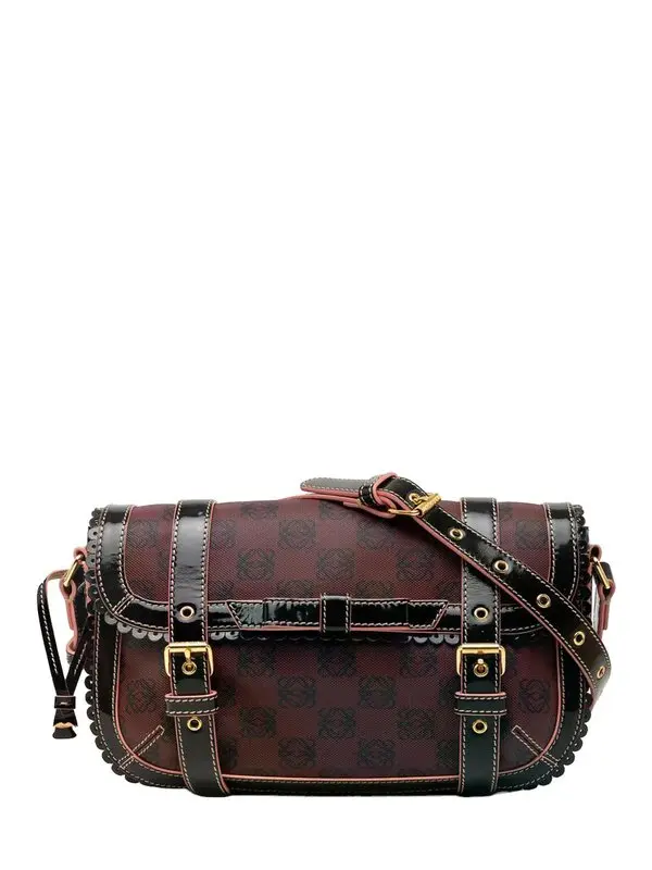 Loewe Anagram Pvc Coated Canvas Double Buckle Flap Shoulder Bag - Red