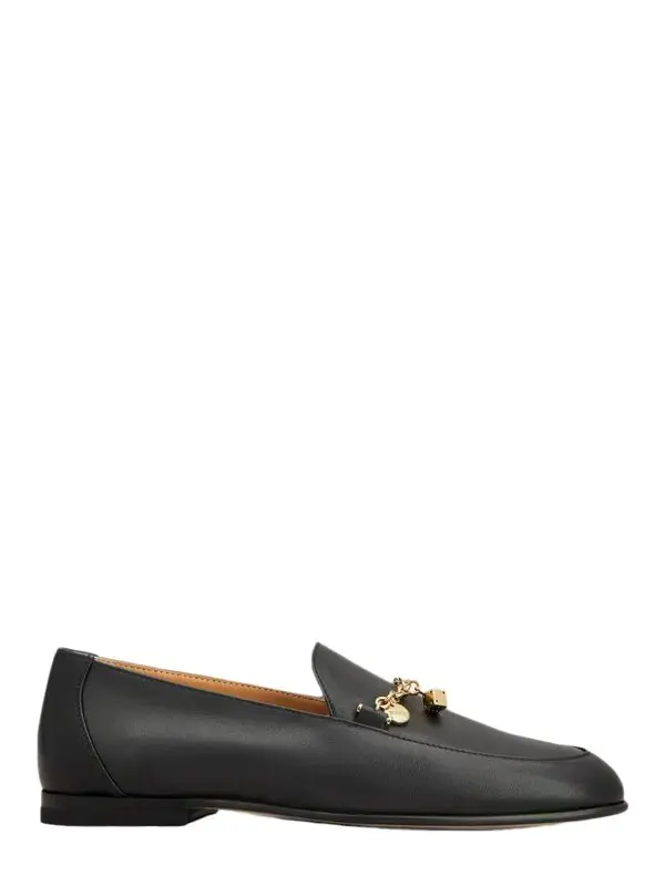 TOD'S Nappa Leather Loafers With Charm Chain - Black