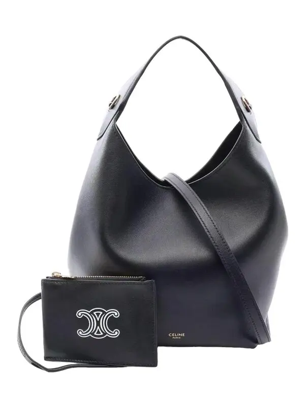 Celine Leather Hobo Satchel - Black