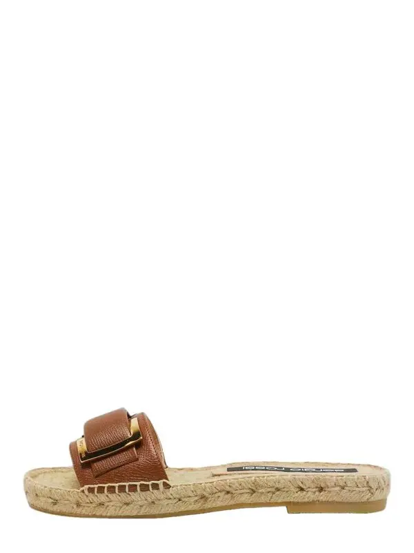 SERGIO ROSSI Buckled Flat Slide Espadrilles - Brown