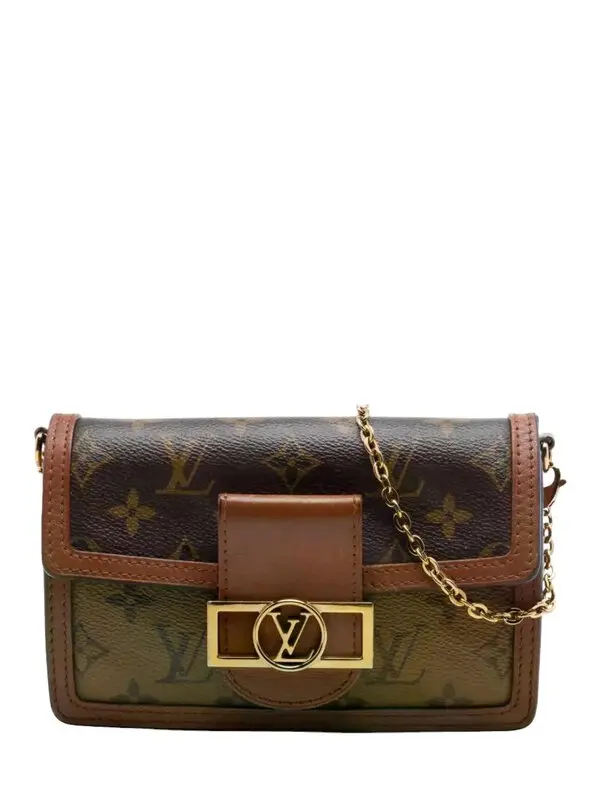 LOUIS VUITTON Monogram Reverse Dauphine Wallet On Chain Crossbody Bag - Brown