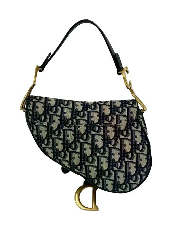 Dior 2010-2026 Mini Oblique Canvas Saddle Bag Satchel - Blue