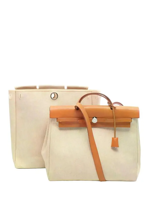 Hermès 1998 Toile H Herbag Mm Satchel - Neutrals