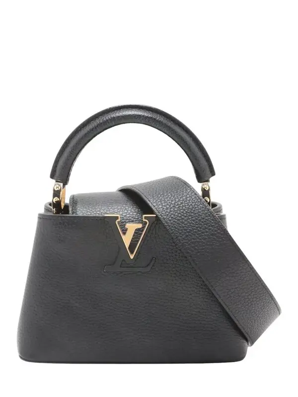 LOUIS VUITTON Taurillon Mini Capucines Satchel - Black
