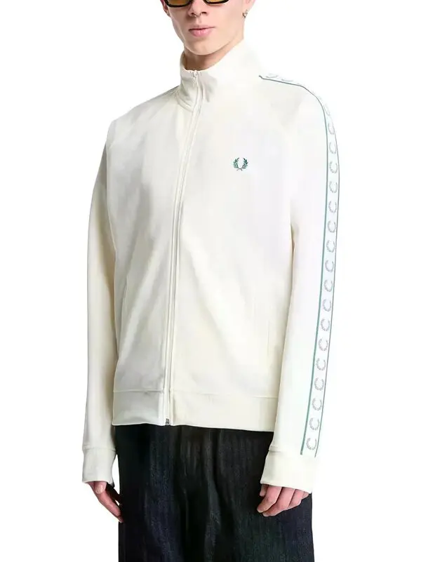 Fred Perry Track Jacket With Embroidered Logo And Tape Detail - White