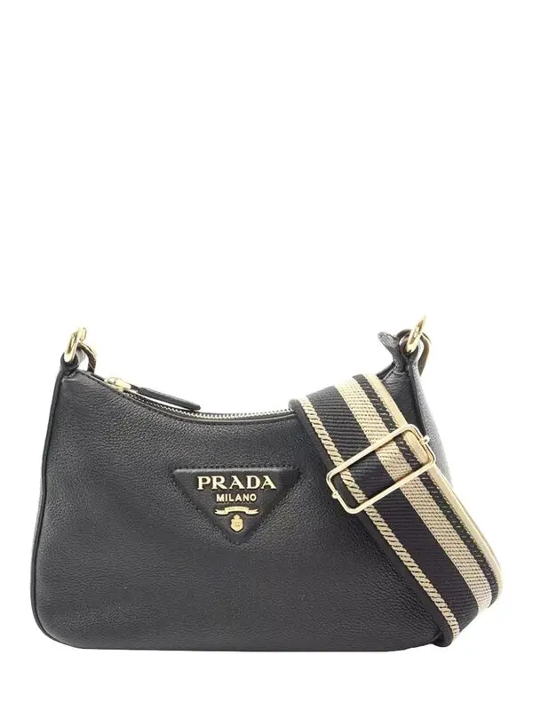 Prada Vitello Daino Soft Crossbody Bag - Black